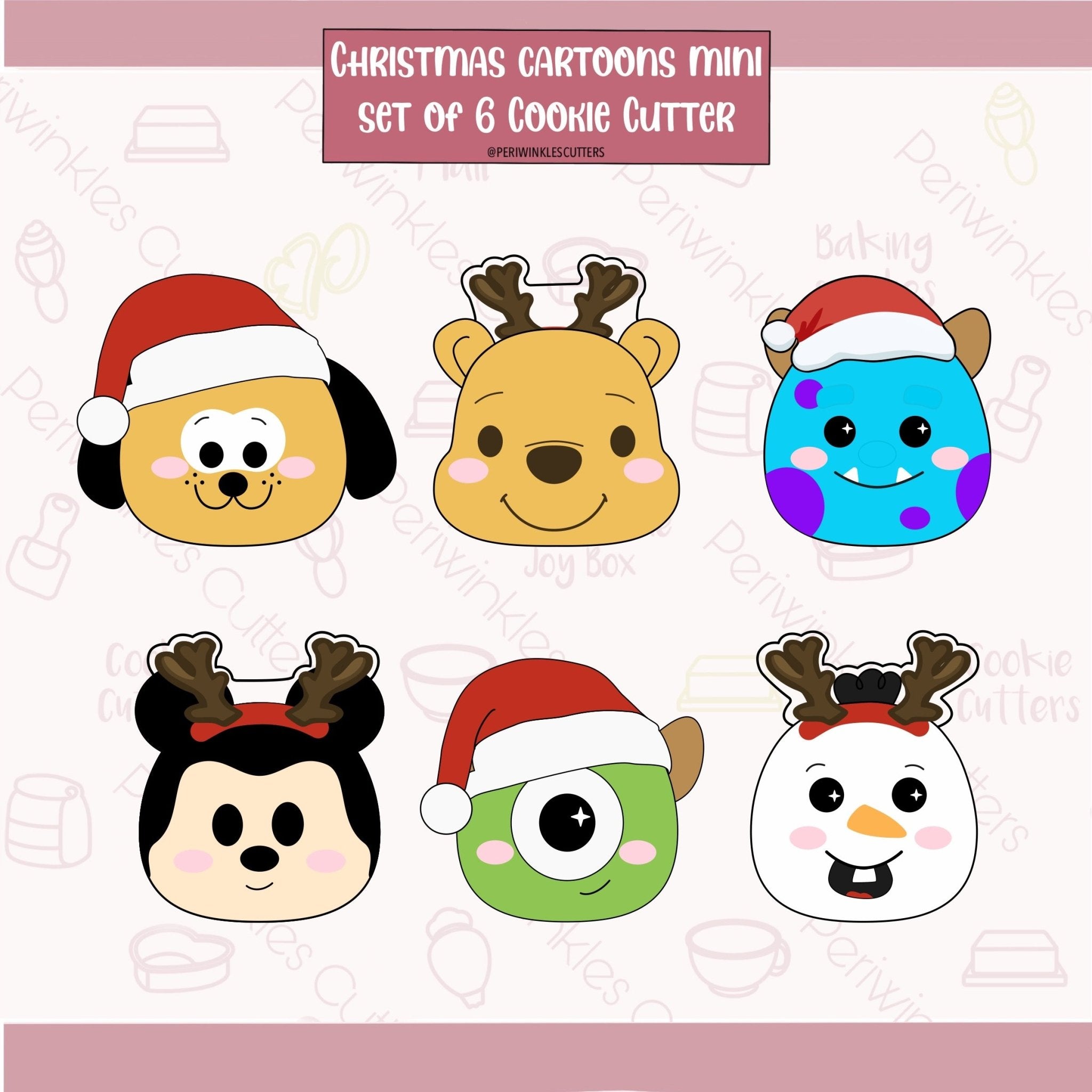 Christmas Cartoons Mini Set of 6 Cookie Cutter - Periwinkles Cutters