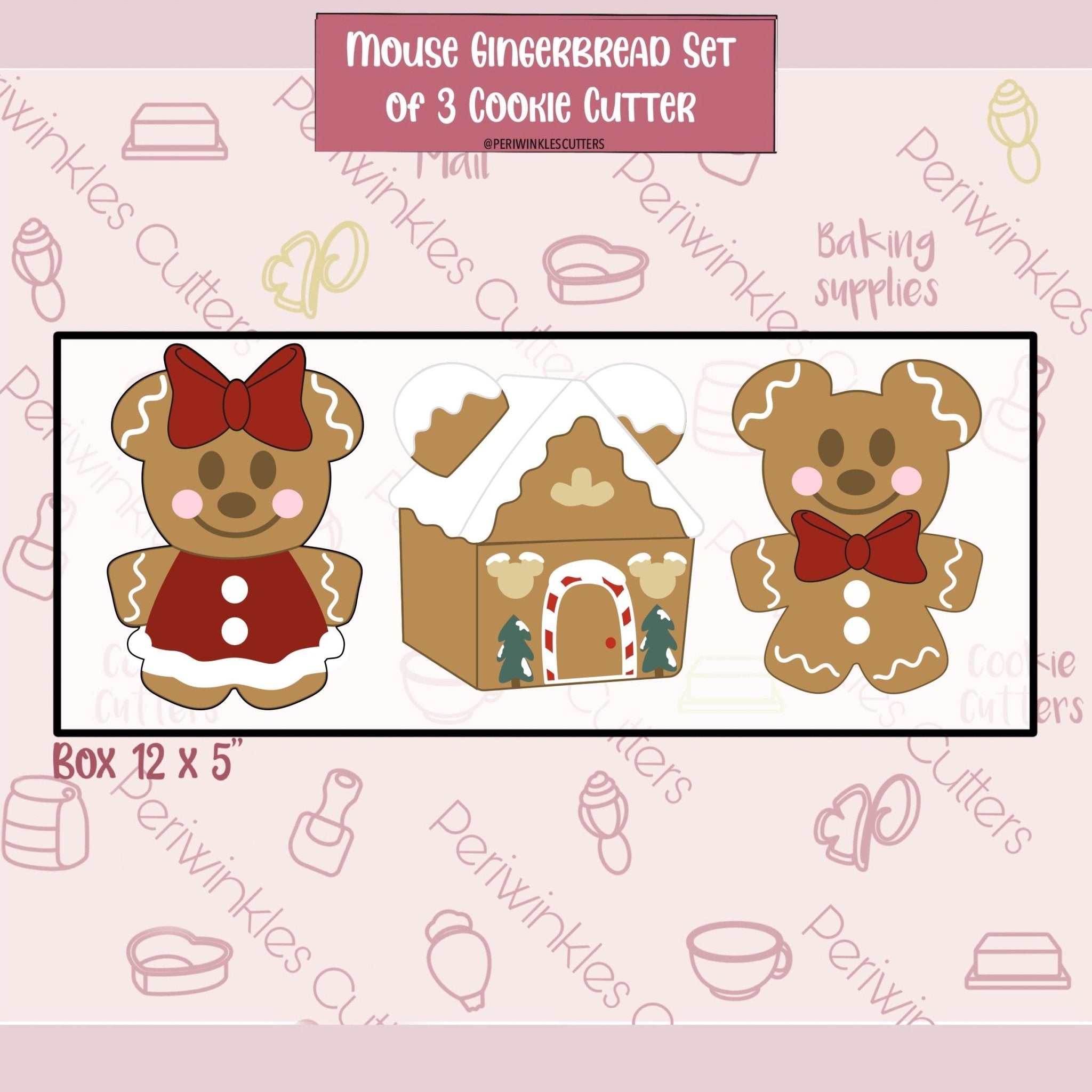 Mouse Gingerbread Set of 3 Cookie Cutter - Periwinkles Cutters