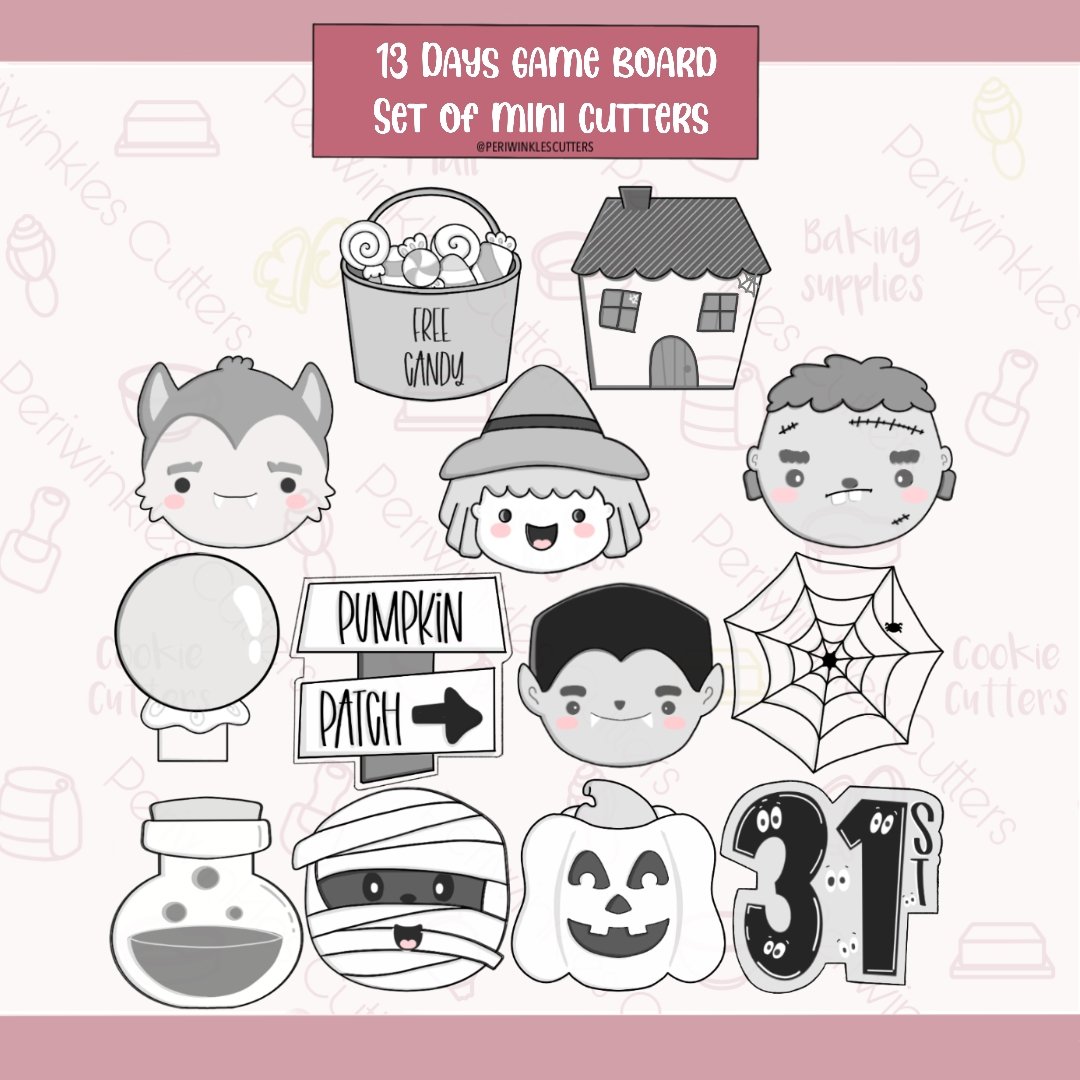 13 Days of Halloween Game Board Mini Cutter Set - Periwinkles Cutters