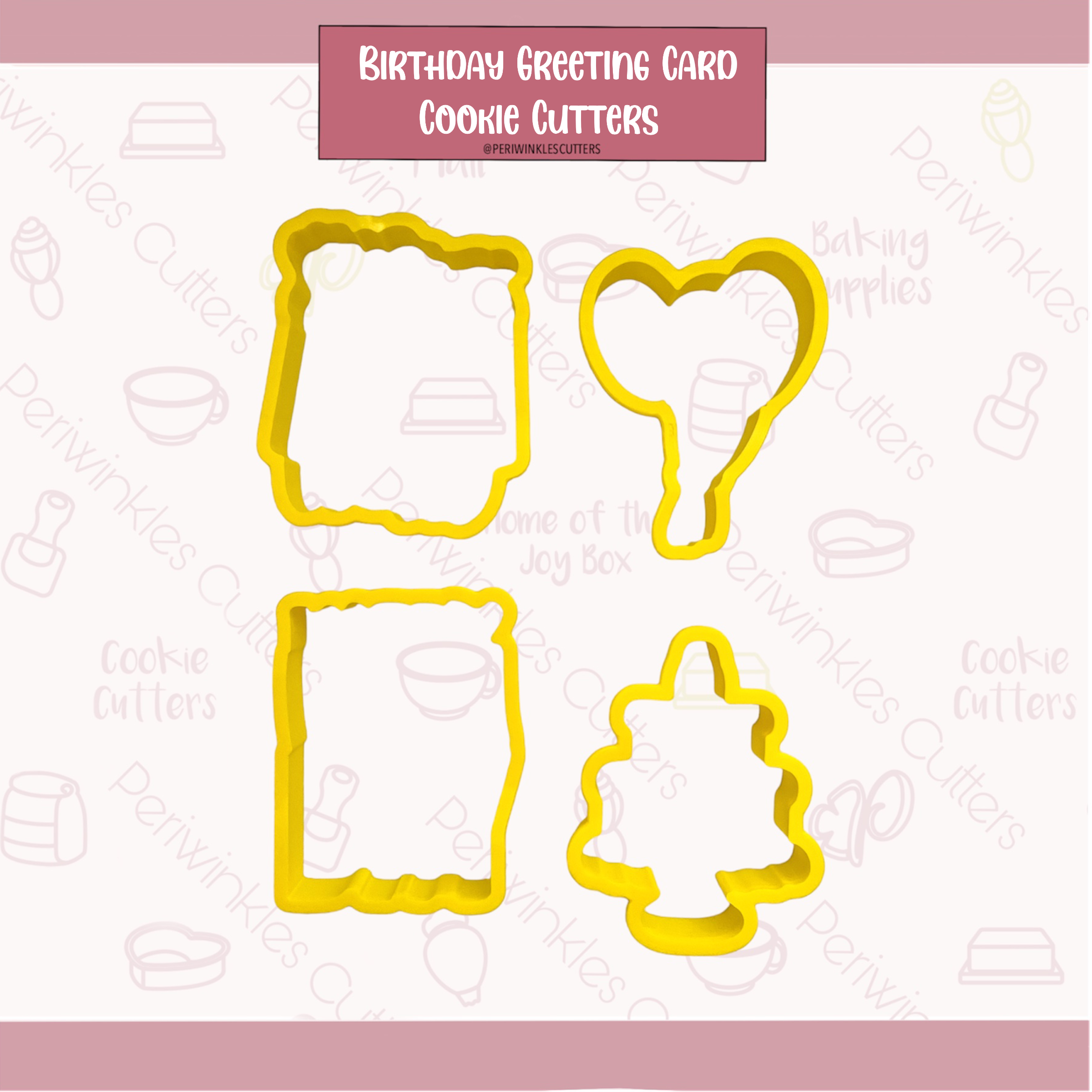 Birthday Greeting Card Cookie Cutters - Periwinkles Cutters