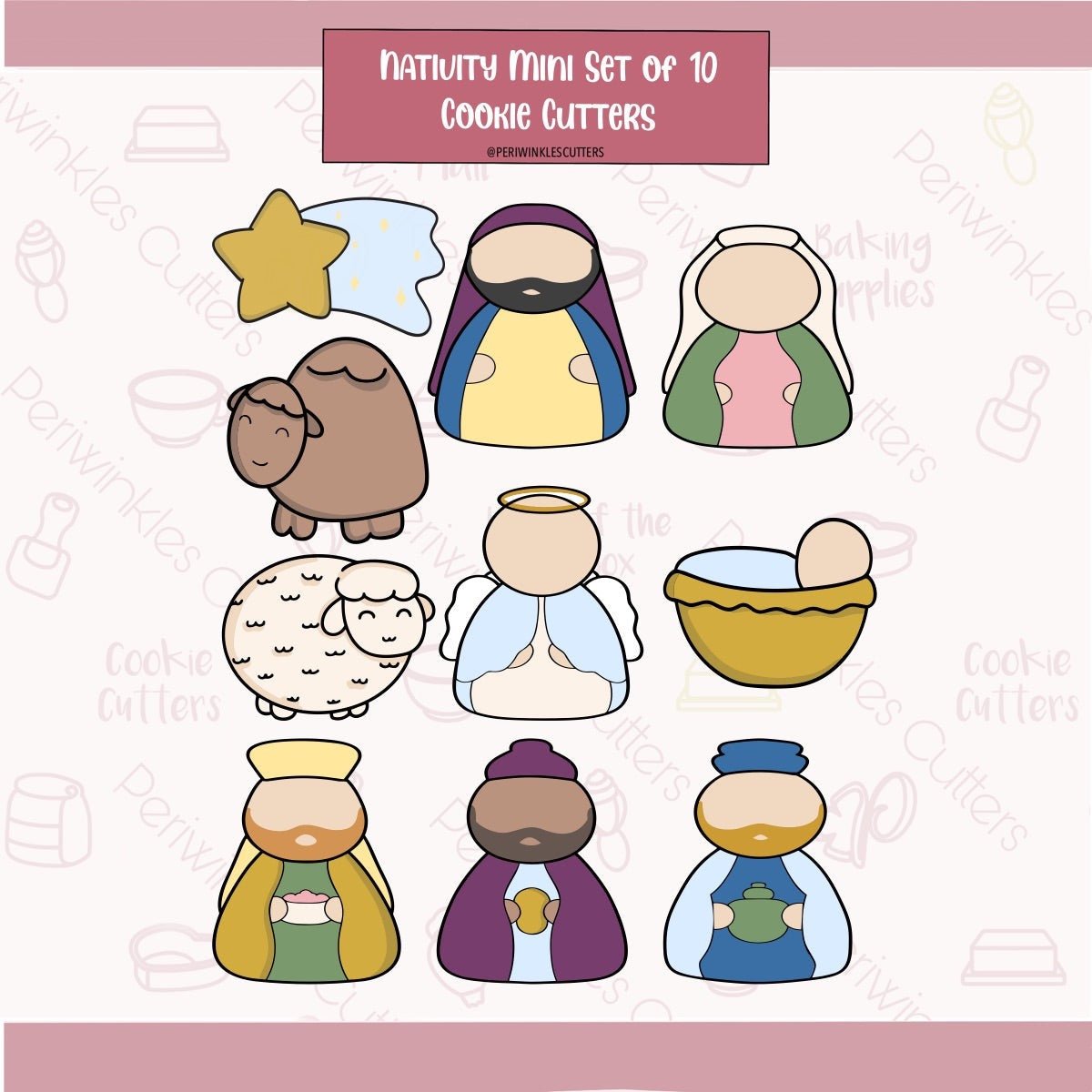 Mini Nativity 10 Pieces Set - Periwinkles Cutters