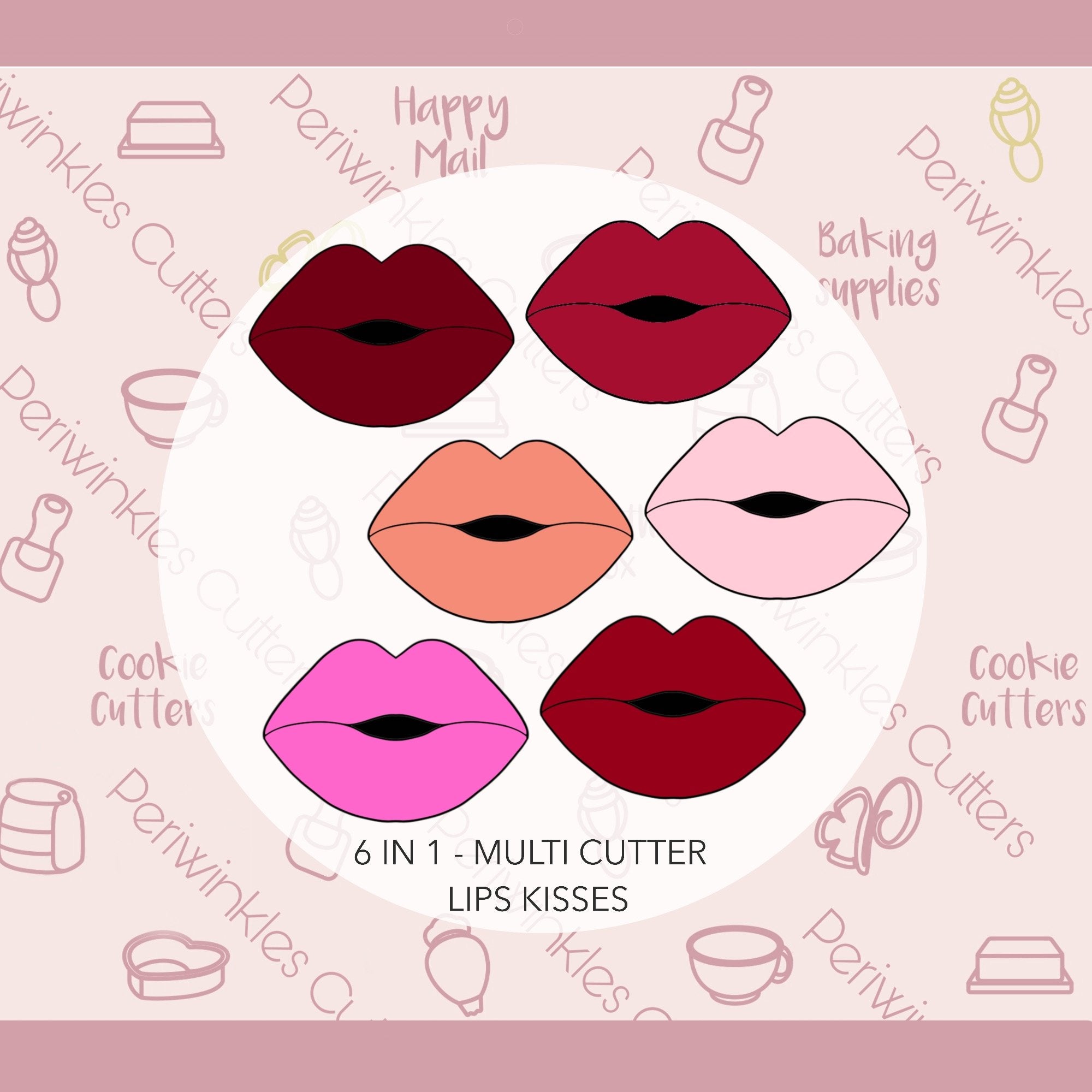 Multi Lips - Kisses Cookie Cutter 6 in 1 - Periwinkles Cutters