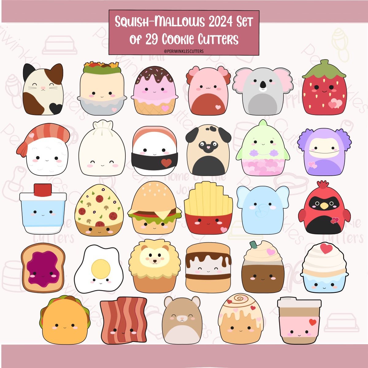 Squish Mallows 2024 Set of 29 Cookie Cutter - Periwinkles Cutters