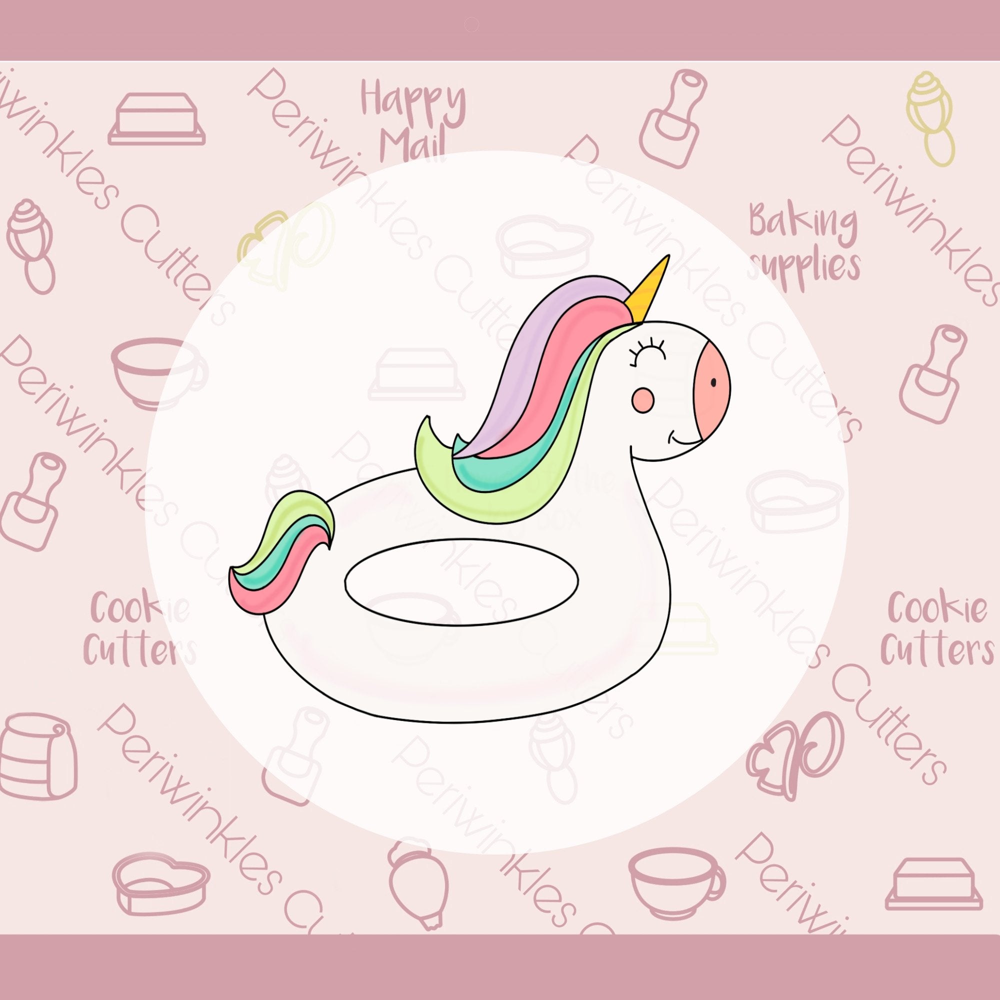 Unicorn Pool Float Cookie Cutter - Periwinkles Cutters